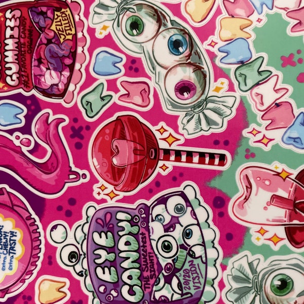 Gore Candy Waterproof Sticker Sheet - Etsy