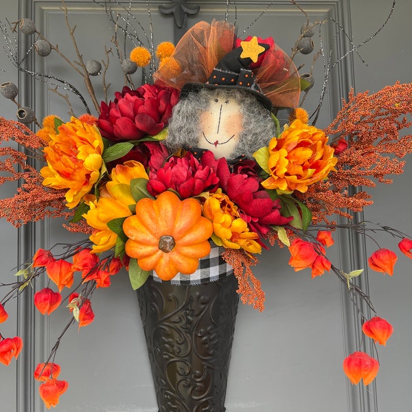 Fall Scarecrow Wreath Attachment, Thanksgiving Centerpiece Attachment ...