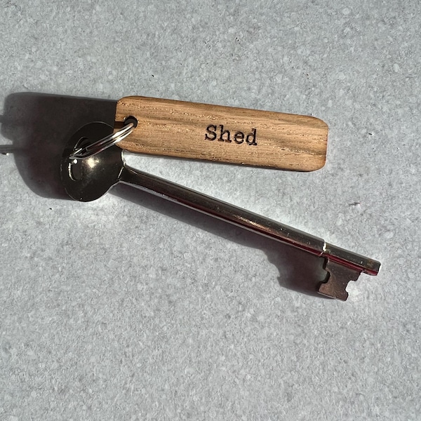 Personalised Oak Keyring, Custom Key Fob, Door, Shed Garage, Flat ...