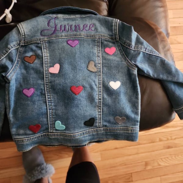 Personalized Denim Jacket for Kids, Monogram Denim Jacket, Floral ...
