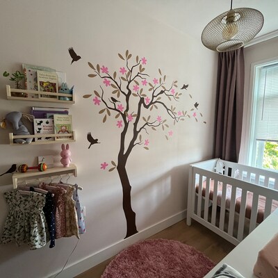Long Tree Wall Decal Set Family Home Mural Design Long Tree Vinyl Decal ...
