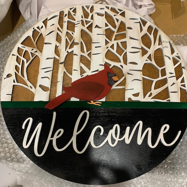 Cardinal Door Hanger | Cardinal Front Door Decor | Welcome Door Hanger ...