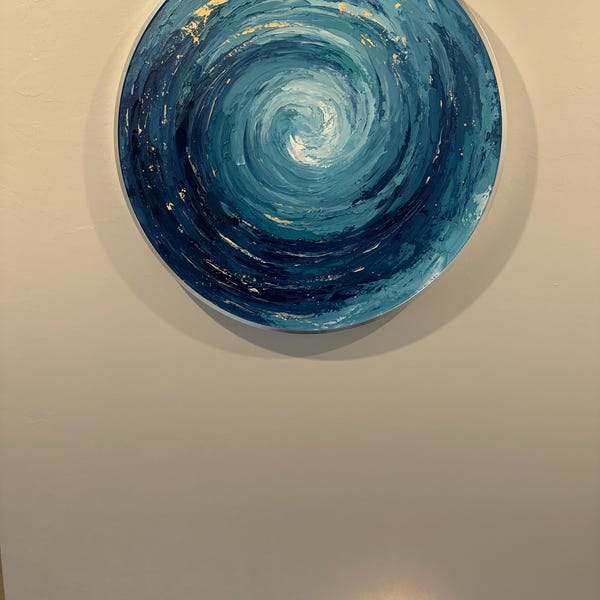 Blue Abstract Painting,circle Abstract Paintings on Canvas,vortex ...