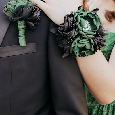 Jewel Green and Black Corsage or Boutonnière - Etsy