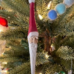 Hand Carved Wooden Folk Art Triangle Santa Claus Figure - Etsy