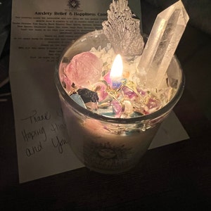 Anxiety Relief & Happiness Intention Candle Packed With Crystals, Herbs ...