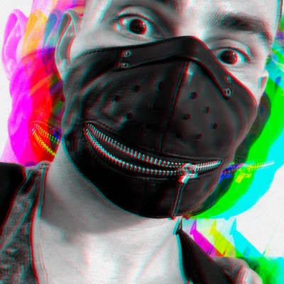 Black Silver Zipper Mouth Face Protection Adjustable Adult Mask With ...