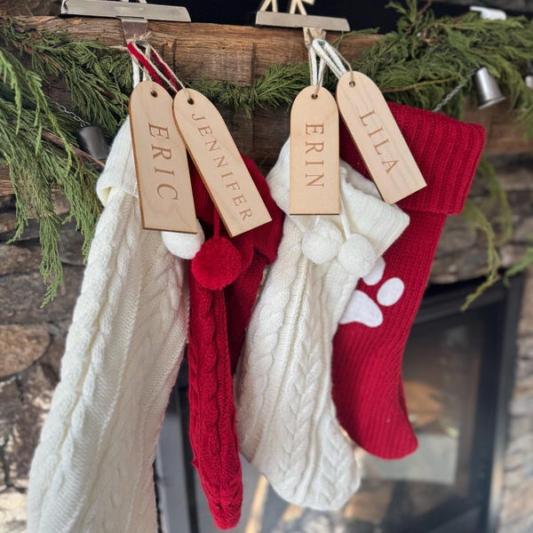 Stocking Name Tags, Personalized Stocking Tags, Christmas Stocking Tags ...