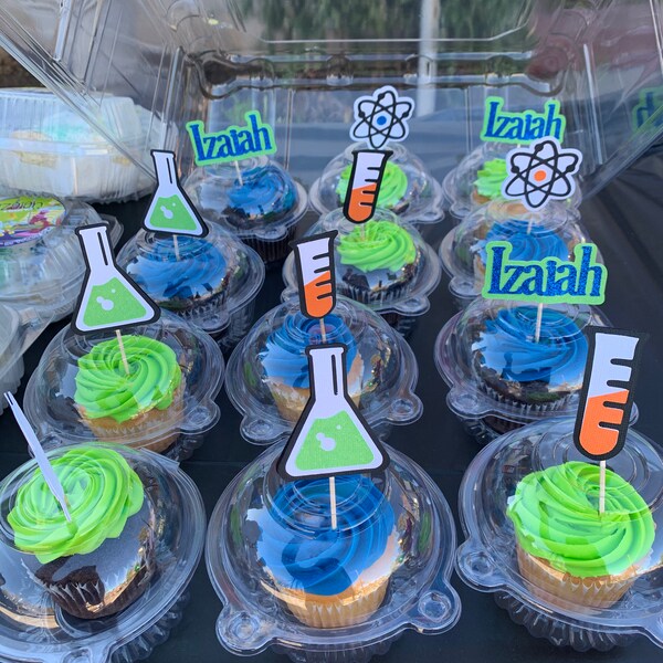 Custom Science Cupcake Toppers, Science Party, Science Birthday, Mad ...