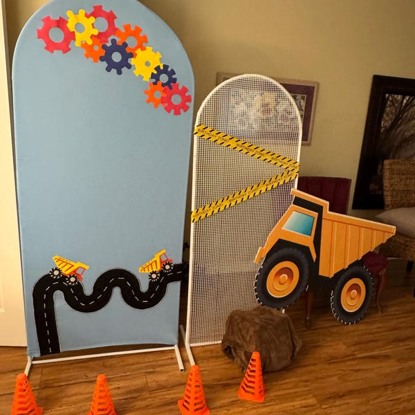 6 Construction Zone Paper Cut Outs, Dump Truck, Bulldozer, Construction ...