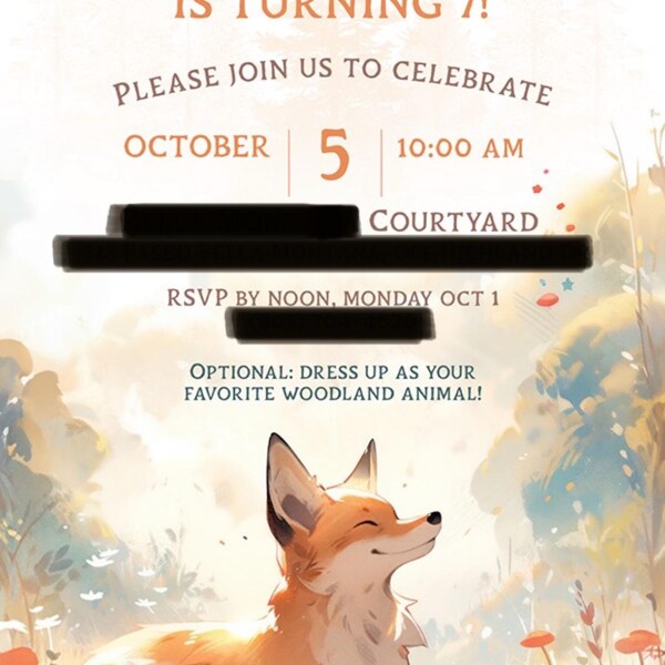 Happy Fox Birthday Banner for Kids - Editable Cute Fox in Forest Theme ...
