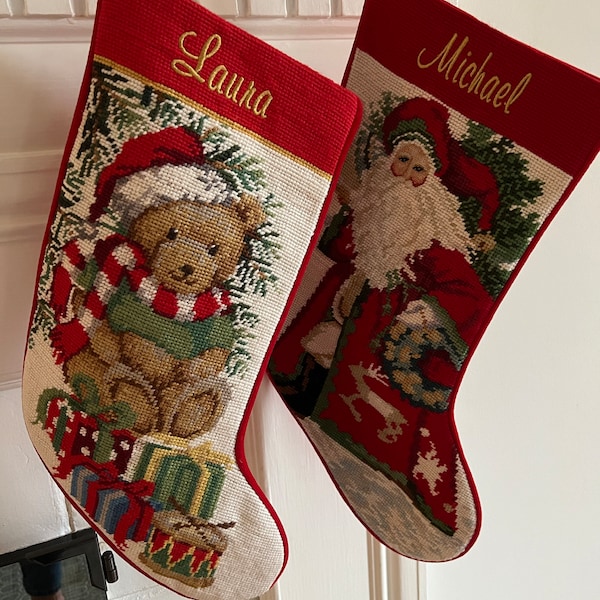 Needlepoint Christmas Stockings – Personalized Embroidered Stockings ...
