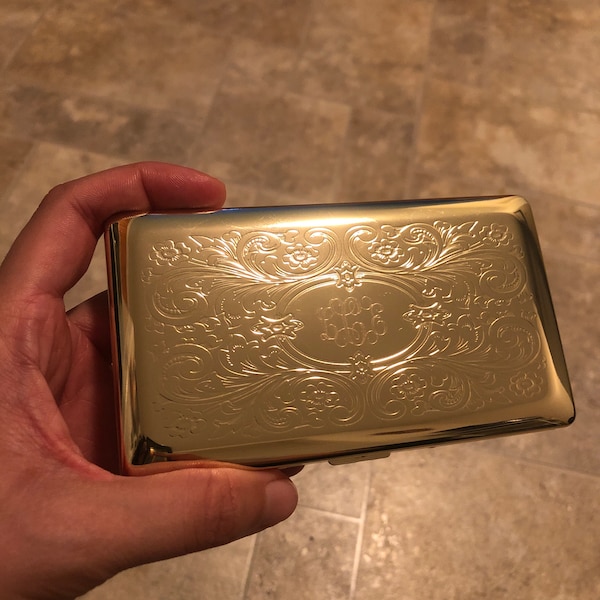 Personalized Golden 120s Cigarette Case Double Sided With Scroll Design ...