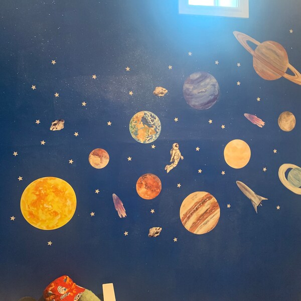 Watercolour Solar System Wall Stickers | Space Wall Stickers for Kids ...