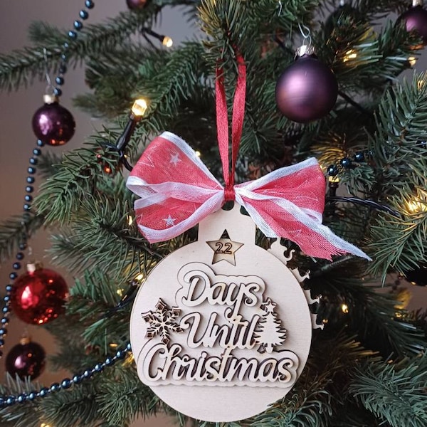 Days Until Christmas Countdown Calendar Bauble Svg Laser Cutting Files ...