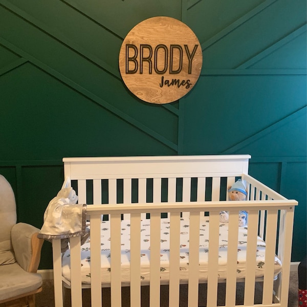 Round Wood Nursery Name Sign, Name Sign for Nursery Boy Girl Nursery ...