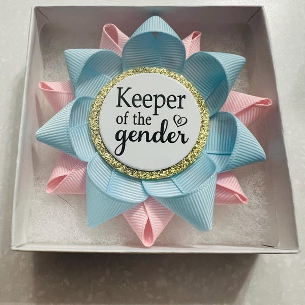 Gender Keeper Pin, Keeper of the Gender Pin, Pink and Blue Gender ...