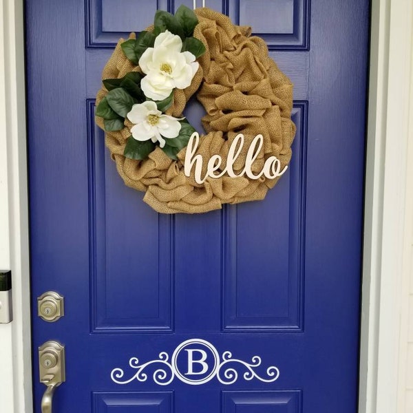 Monogram Door Decal Vinyl Decal for Front Door Porch Curb Appeal Scroll ...