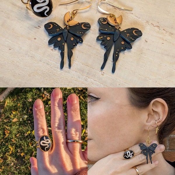 Snake Ring | Adjustable | Handmade Polymer Clay | Resin - Etsy