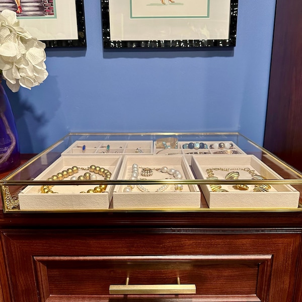 Glass Box Display Case Photo Brass Black Gold Card Customized ...