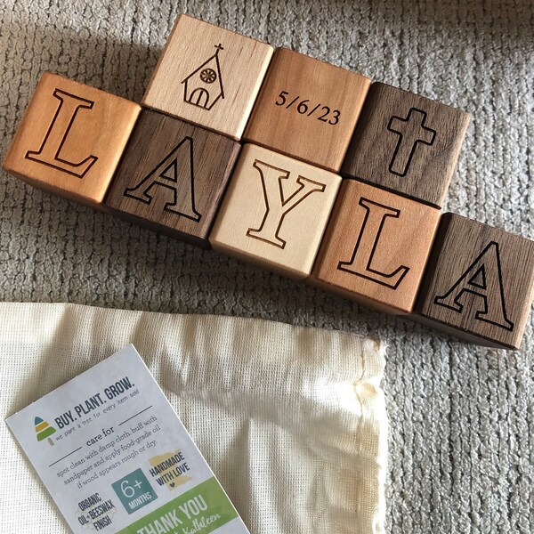 BAPTISM NAME BLOCKS Personalized Baby or Child's Christening or ...