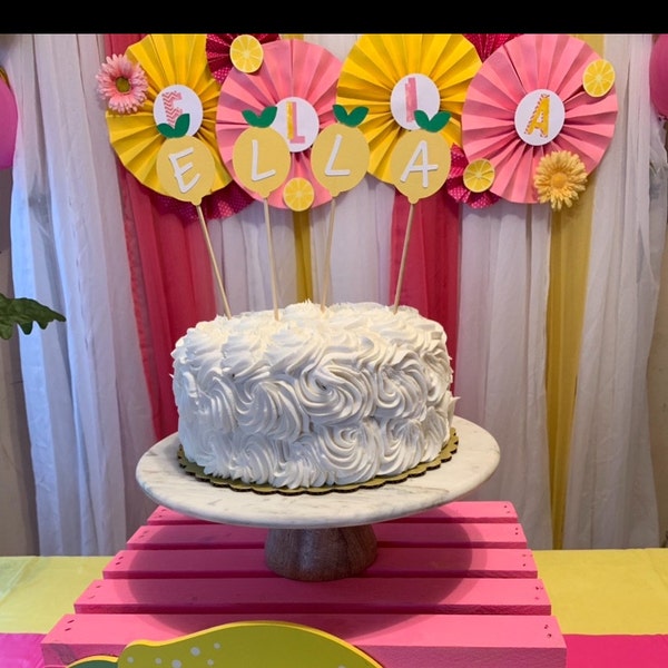 Lemon Theme Cake Topper, Personalized Cake Topper, Lemonade Birthday ...