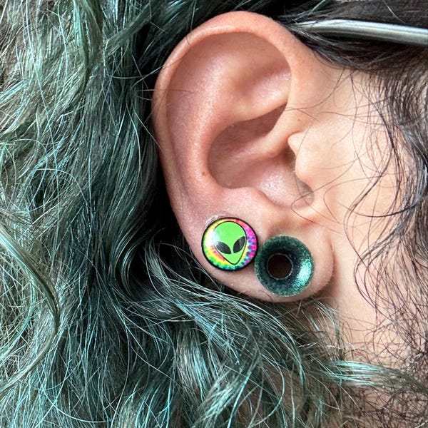 Athena Filigree Ear Plugs Steel Double Flare Teardrop Gem Wedding ...