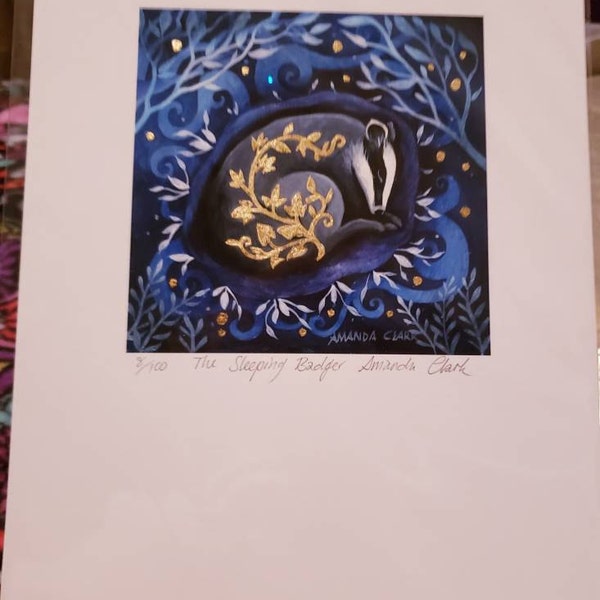 Limited Edition Giclee Print Titled "the Sleeping Badger" by Amanda ...