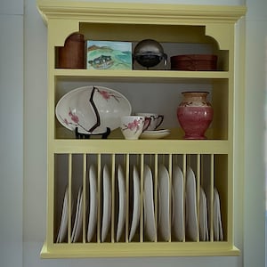 Cubby Triple Shelf Wood Plate Dish Rack Glasses Spices Organizer ...