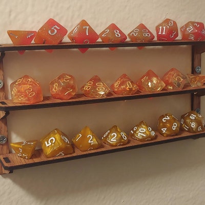 Wooden Wall Mounted Dice Holder and Display for Standard TTRPG Dice Set ...