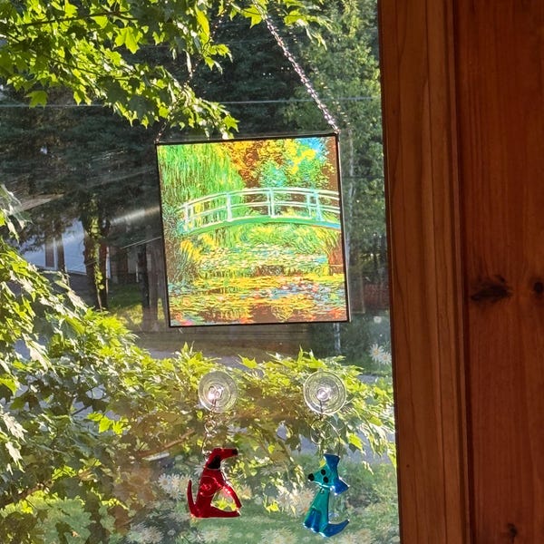Claude Monet - Water Lilies, Stained Glass and Print on Canvas. (canvas ...