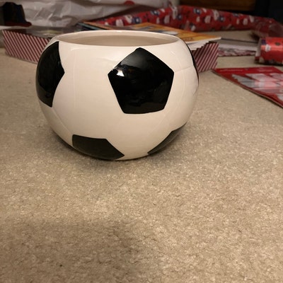 Soccer Ball Ceramic Planter, Sports Fan Flower Pot Bowl, Athletic ...