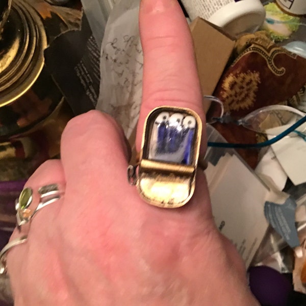 SARDINE CAN Ring, Brass Flashy Ring, Contemporary Ring, Porcelain ...