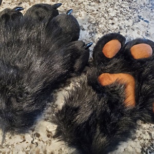 Gray Black White Fur Paws With Claws Fursuit Hand Paws Cat Paws Furry ...
