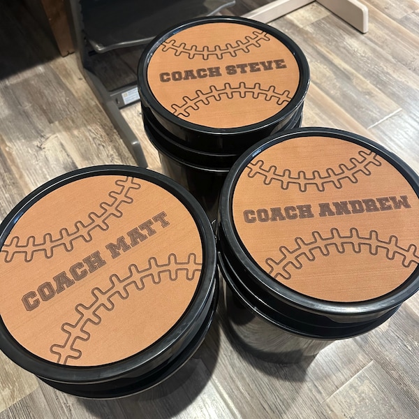 Custom Laser Engraved Bucket Lid Pad for Coach, Baseball and Softball ...