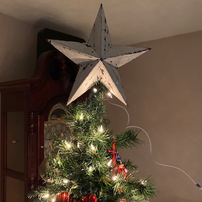 White Star Christmas Tree Topper Decoration White Metal Star - Etsy