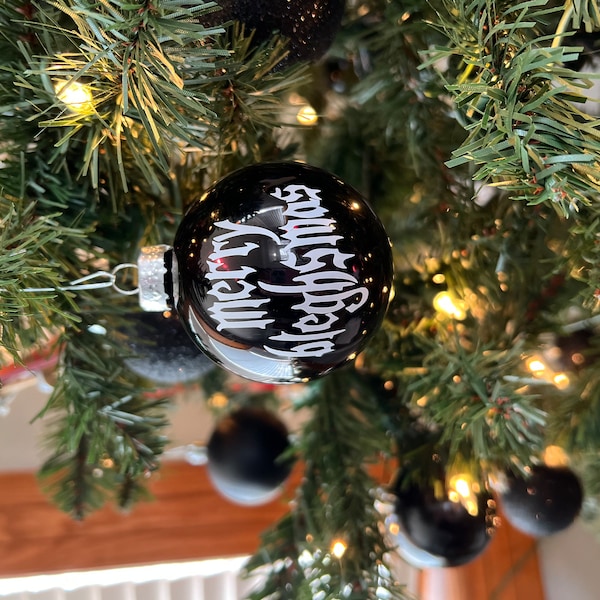 BLEGH Emo Holiday Ornament Metal Scream Black and White Christmas ...