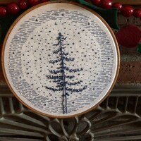 MOONLIGHT PINE - Pdf Embroidery Pattern, Embroidery Hoop Art, Hand Embroidery, Blue Moon, Full ...
