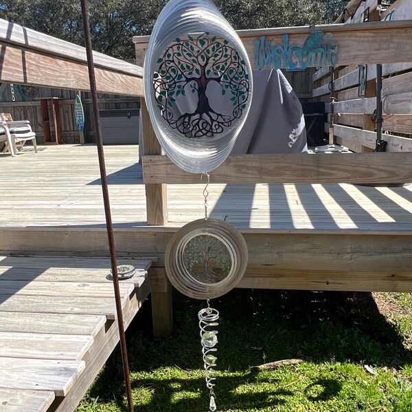 Kinetic Spiral Crystal Ball Wind Spinner, Crystal Glass Orb Pendant ...