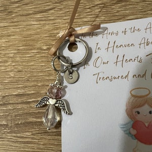 January Birthstone Crystal Angel Keychain, Garnet Colour Beaded Silver ...