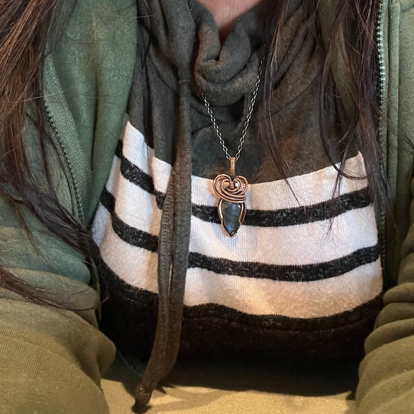 Treble Clef Pendant, Pink CZ Wire Wrapped Necklace, Handmade Birthday ...