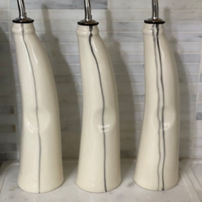 Handmade Ceramic Oil Bottle, Container for Olive Oil, White Olive Oil ...