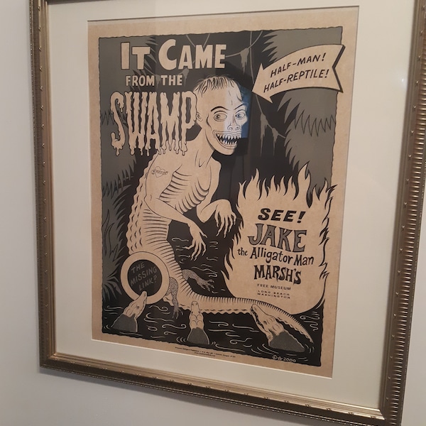 Jake the Alligator Man Marsh's Dime Museum Victorian Lowbrow Poster ...
