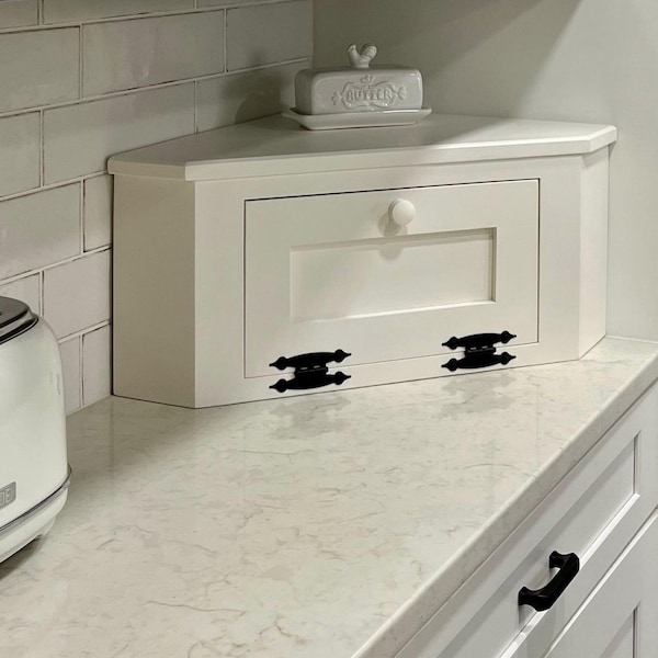 Corner Bread Box Wood Breadbox Kitchen Countertop Bread Box Farmhouse ...