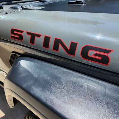 Custom Black Lettering Sticker Decal for Hood With an Outline Set of 2 ...