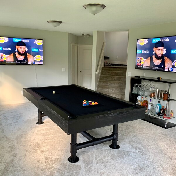 7ft or 8ft Poseidon Pool Table - Matte Black & Titan Blue Finish - Free ...