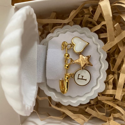 Personalized Italian Cornicello Gold Baby Pin Baby Brooch Baptism Pin ...