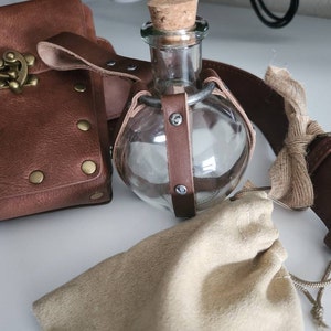 Leather and Glass Potion Bottle With Lanyard Hook - Etsy