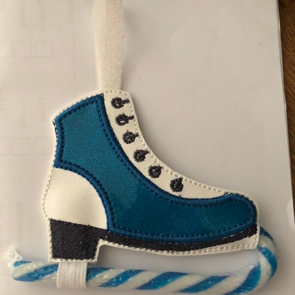 4x4 Candy Cane Ice Skate Hanging Decoration, Figure Skating, Lisey ...
