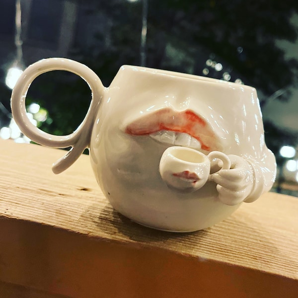 Lip Mug Classic / Lip Mug/ Ceramic Mug/ Porcelain Mugs/ Handmade Mug ...